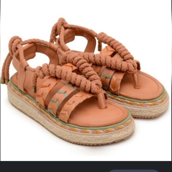 FARM Rio | Shoes | Farm Rio Sand Rope Tie Leather Tropical Platform ...